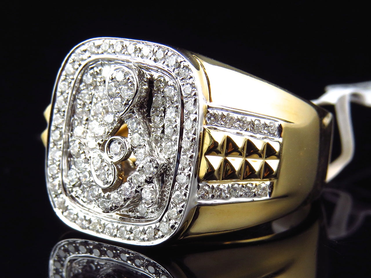 14k Yellow Gold Mens Diamond Masonic Logo Pinky Ring (0.85Ct) - Walmart.com