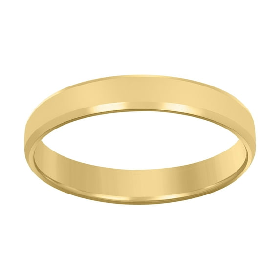 14k Yellow Gold Mens Flat Center Beveled Edge Wedding Band Ring 4MM ...