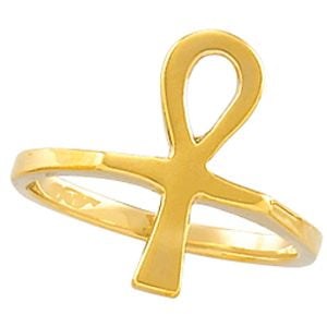 14k Yellow Gold Metal Fashion Ankh Ring Size 6 - 2.5 Grams - Ring for ...