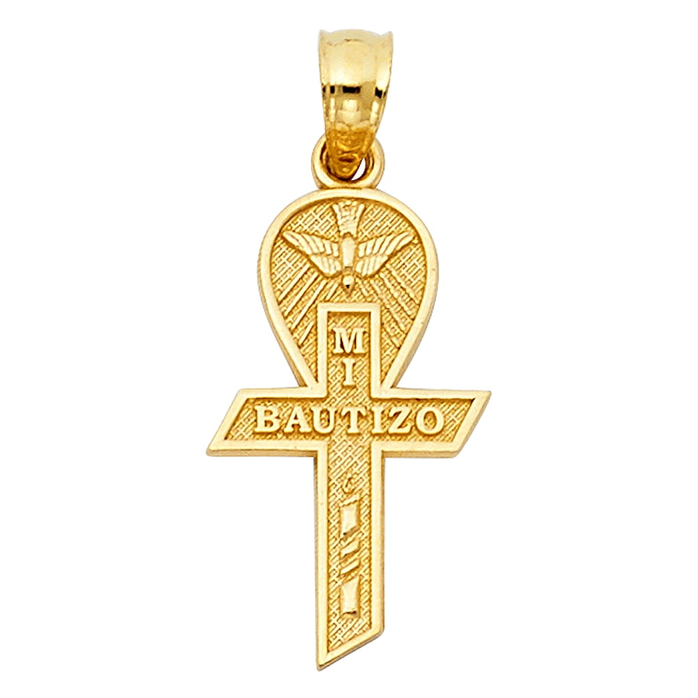 14k Yellow Gold Mi Bautizo Holy Baptism Ceremony Pendant Catholic ...