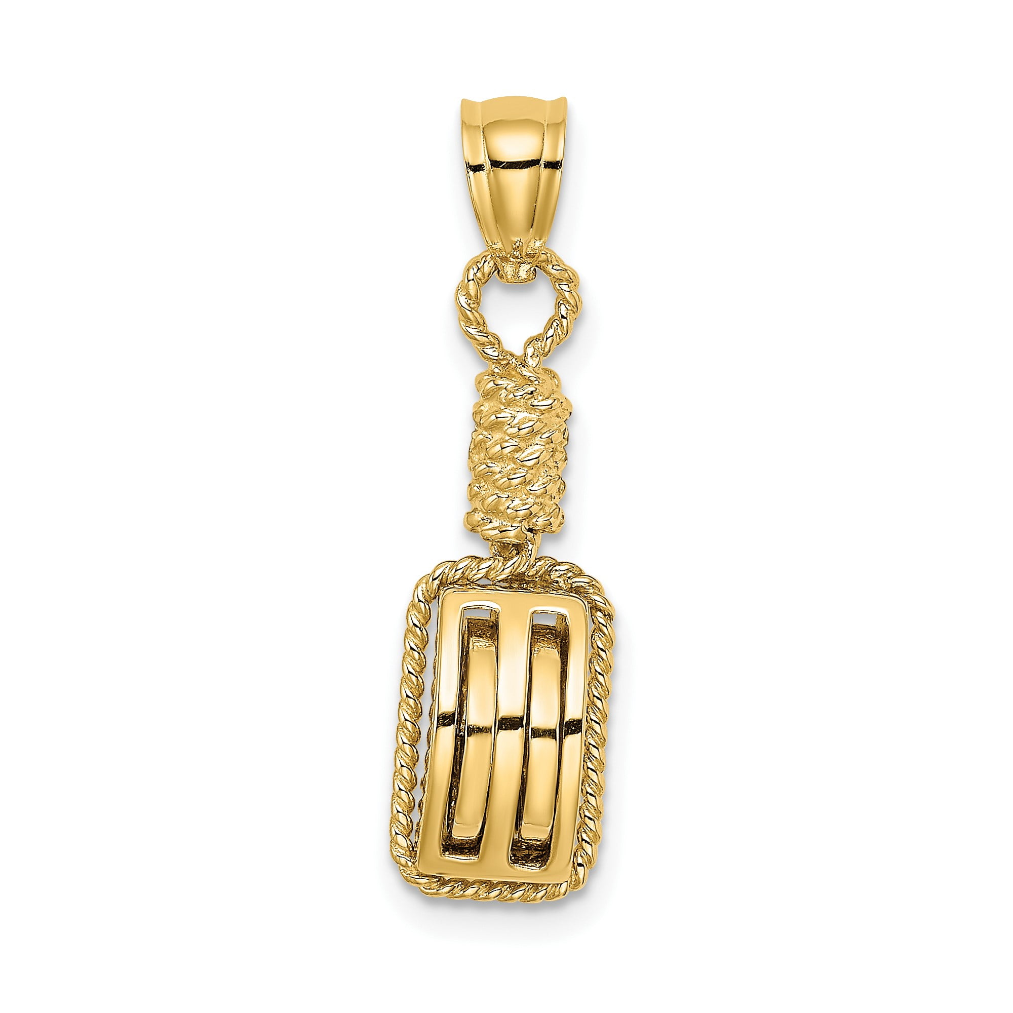 14k Yellow Gold Military Pendant for Men with Rope Detail, Vertical ...
