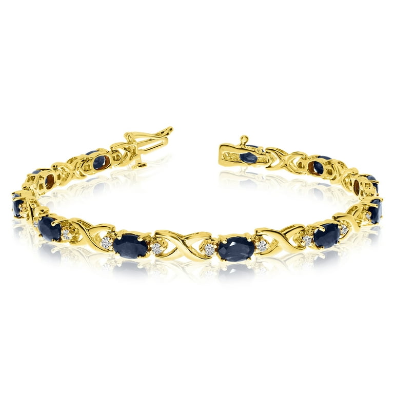 14k Yellow Gold Natural Sapphire And Diamond Tennis Bracelet Walmart