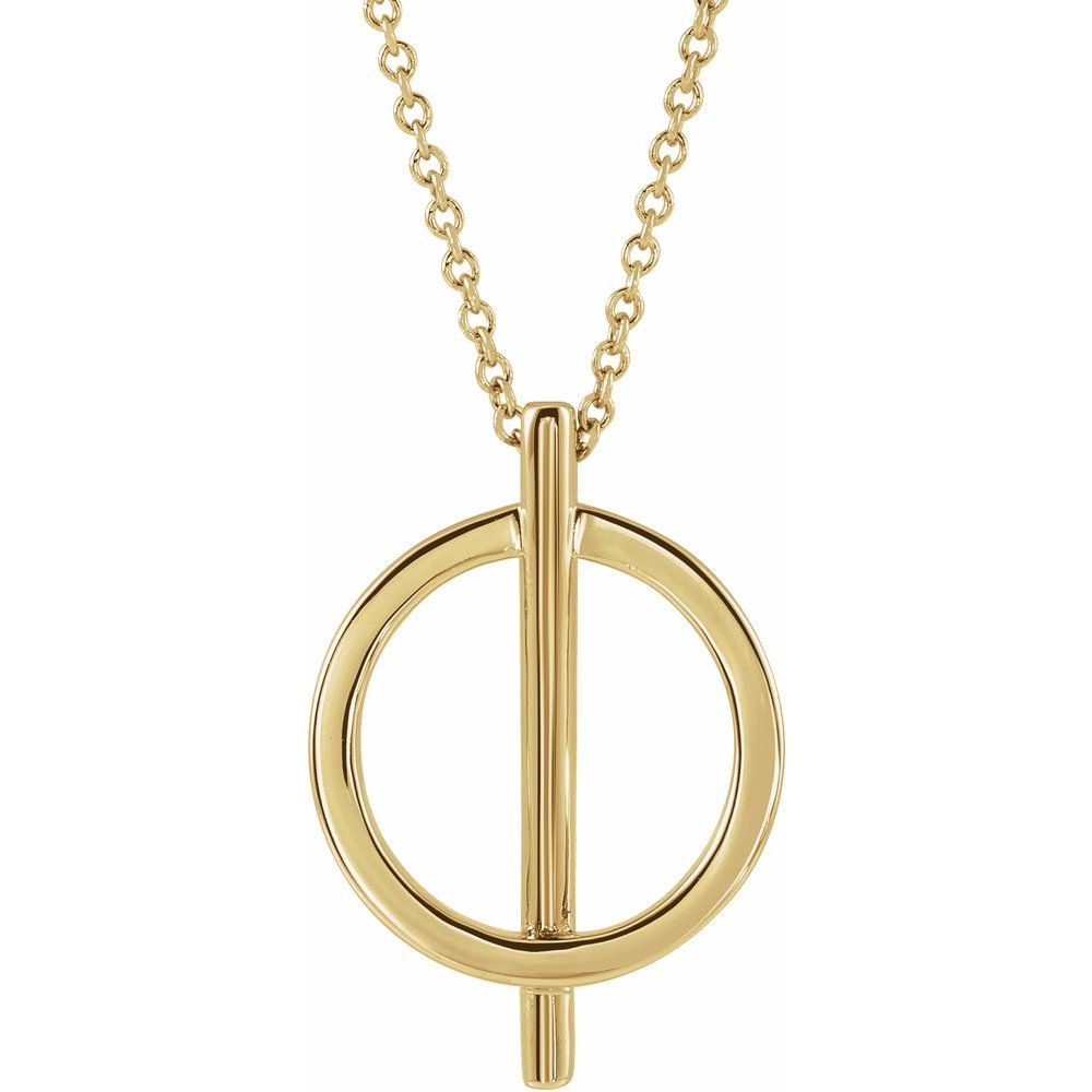 14k Yellow Gold Negative Space Circle Freeform Bypass Necklace Fine ...