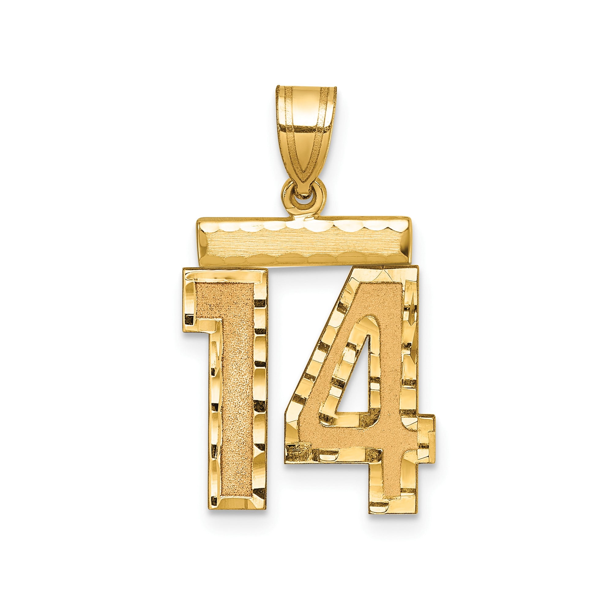 14k Yellow Gold Number 14 Pendant for Men or Women, Polished and ...