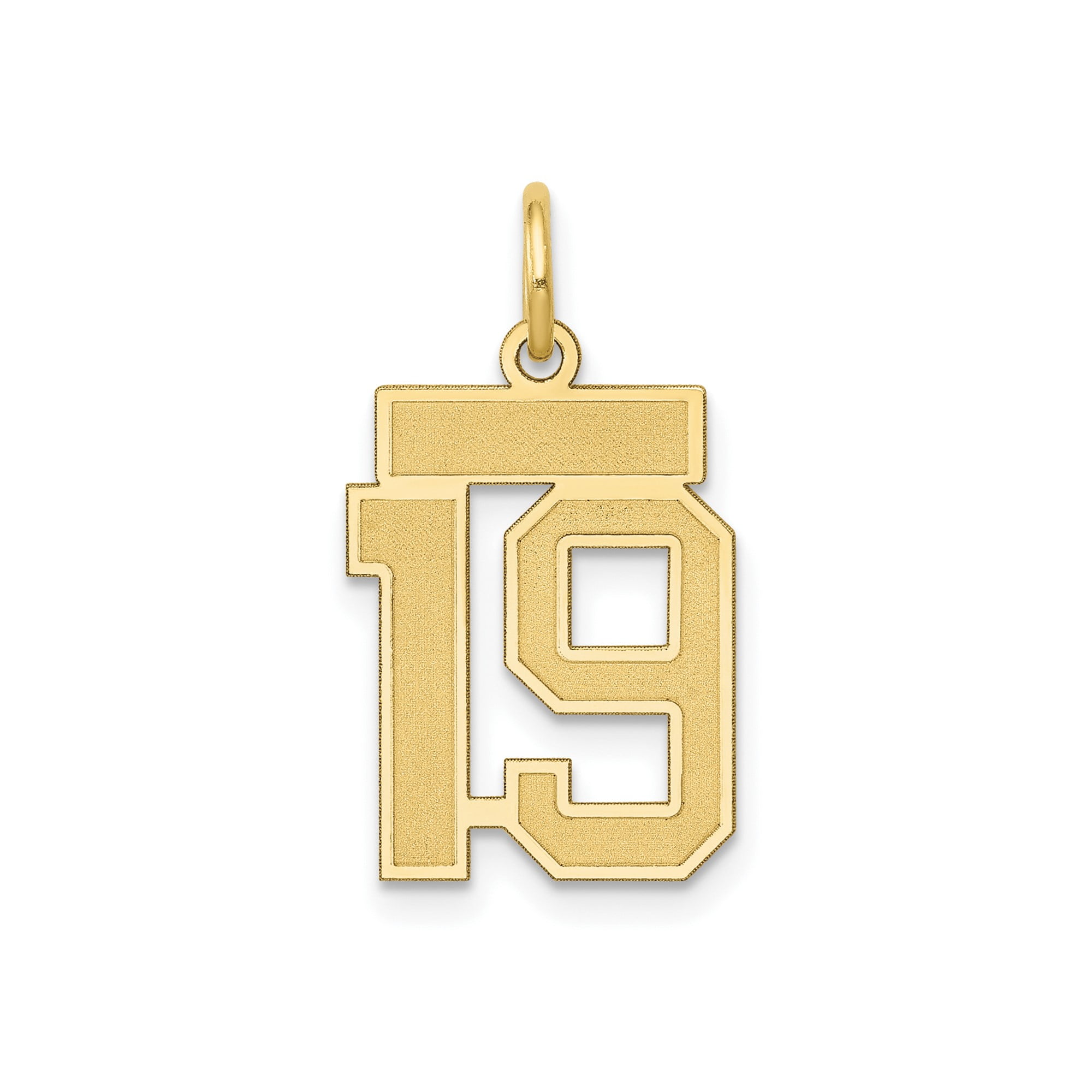 14k Yellow Gold Number 19 Pendant Charm for Necklace, Varsity Style ...