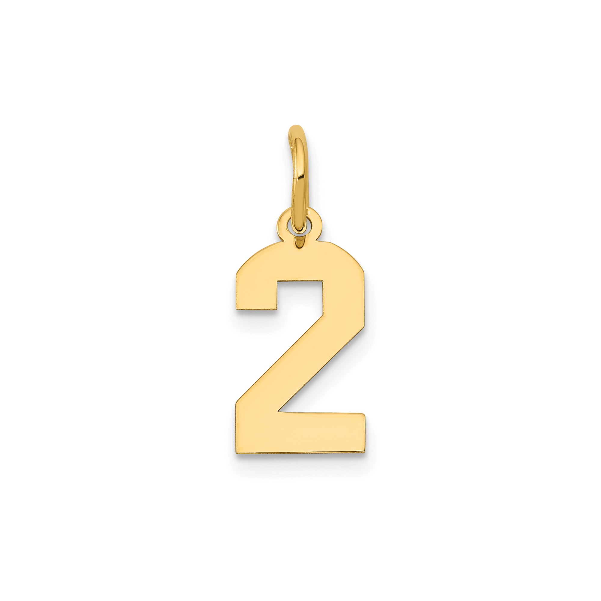 14k Yellow Gold Number 2 Pendant Charm for Necklace or Bracelet, Unisex ...