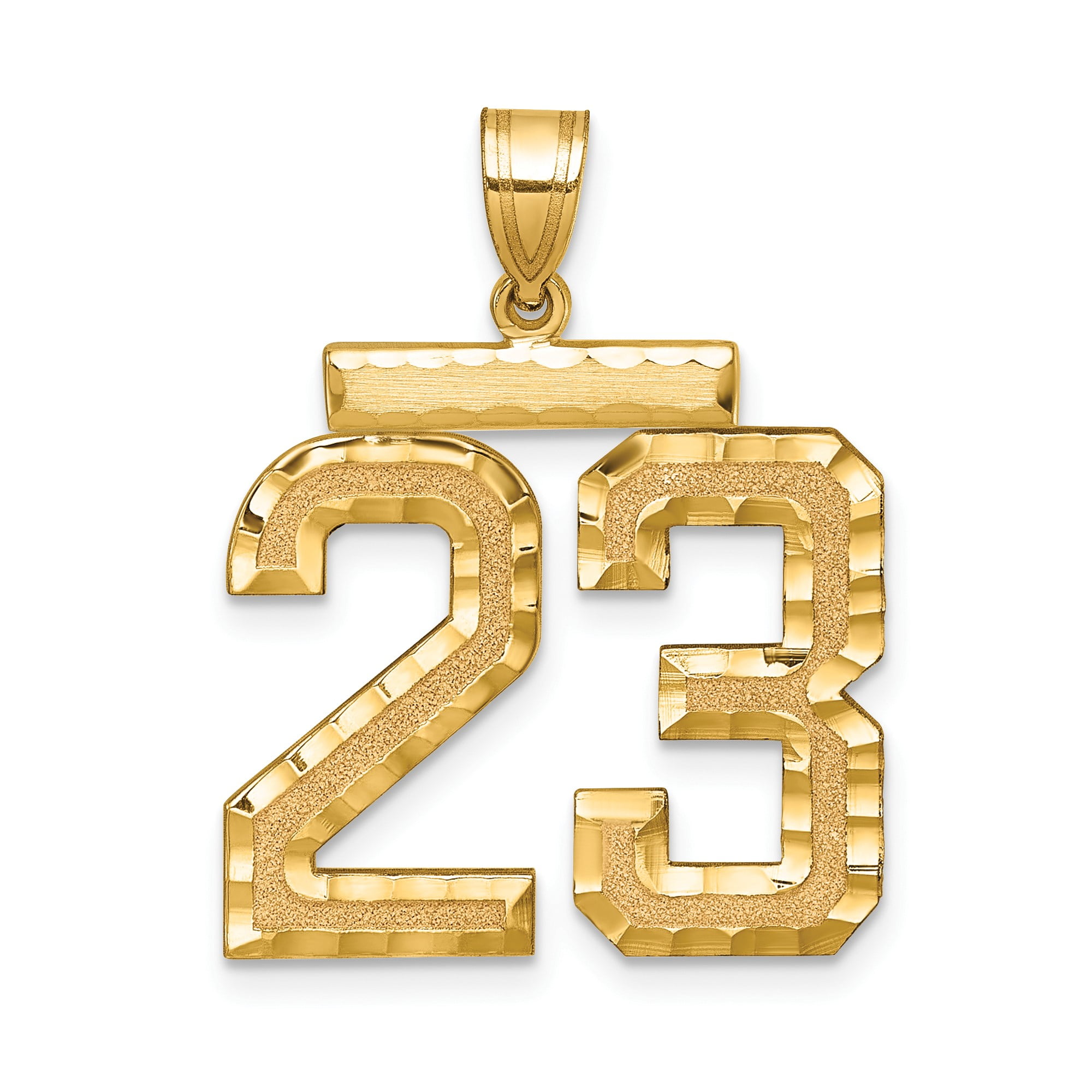 14k Yellow Gold Number 23 Pendant for Men or Unisex, Textured Sports ...
