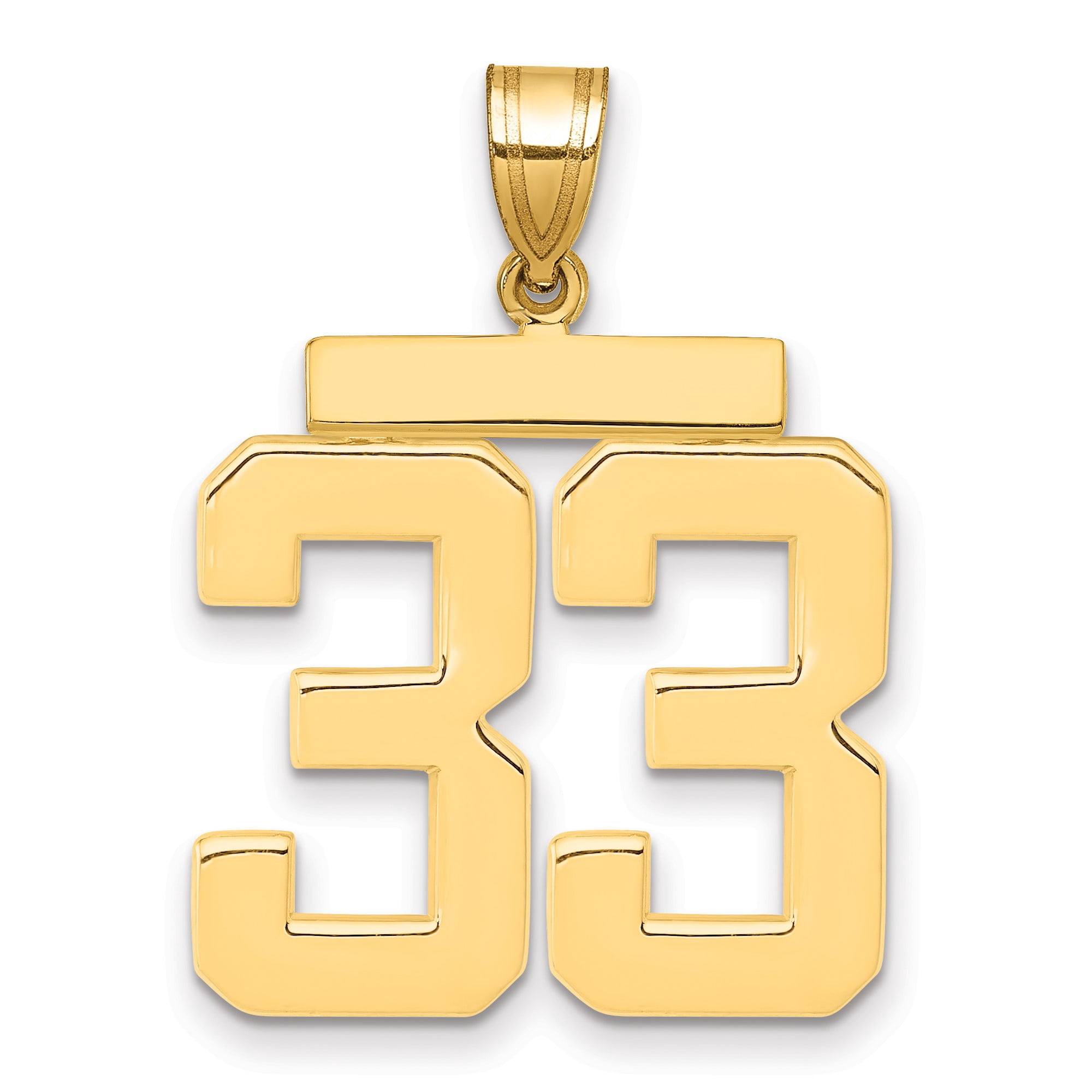 14k Yellow Gold Number 33 Pendant for Men or Unisex, Bold Block Style ...