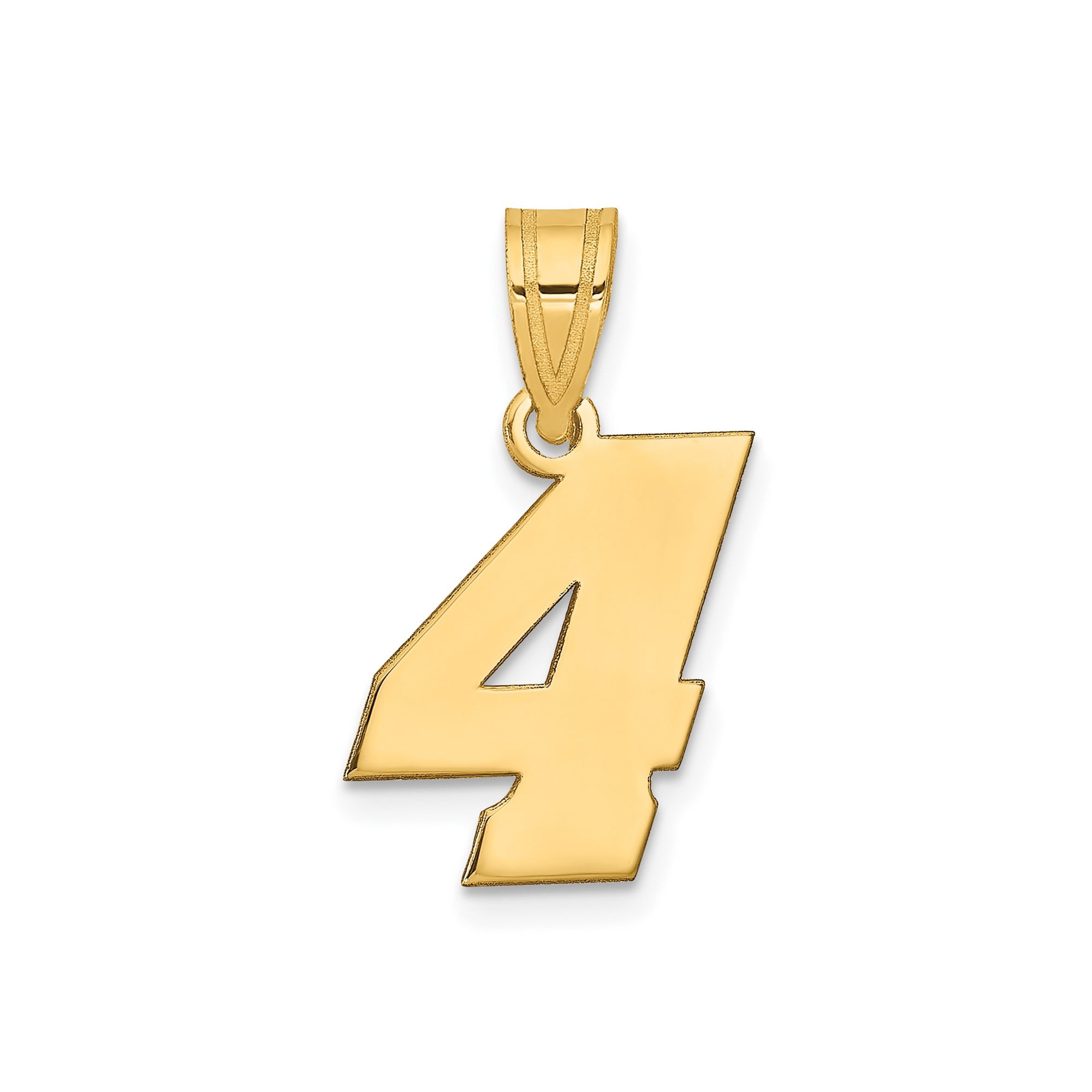 14k Yellow Gold Number 4 Pendant for Men and Women, Polished Symbolic ...