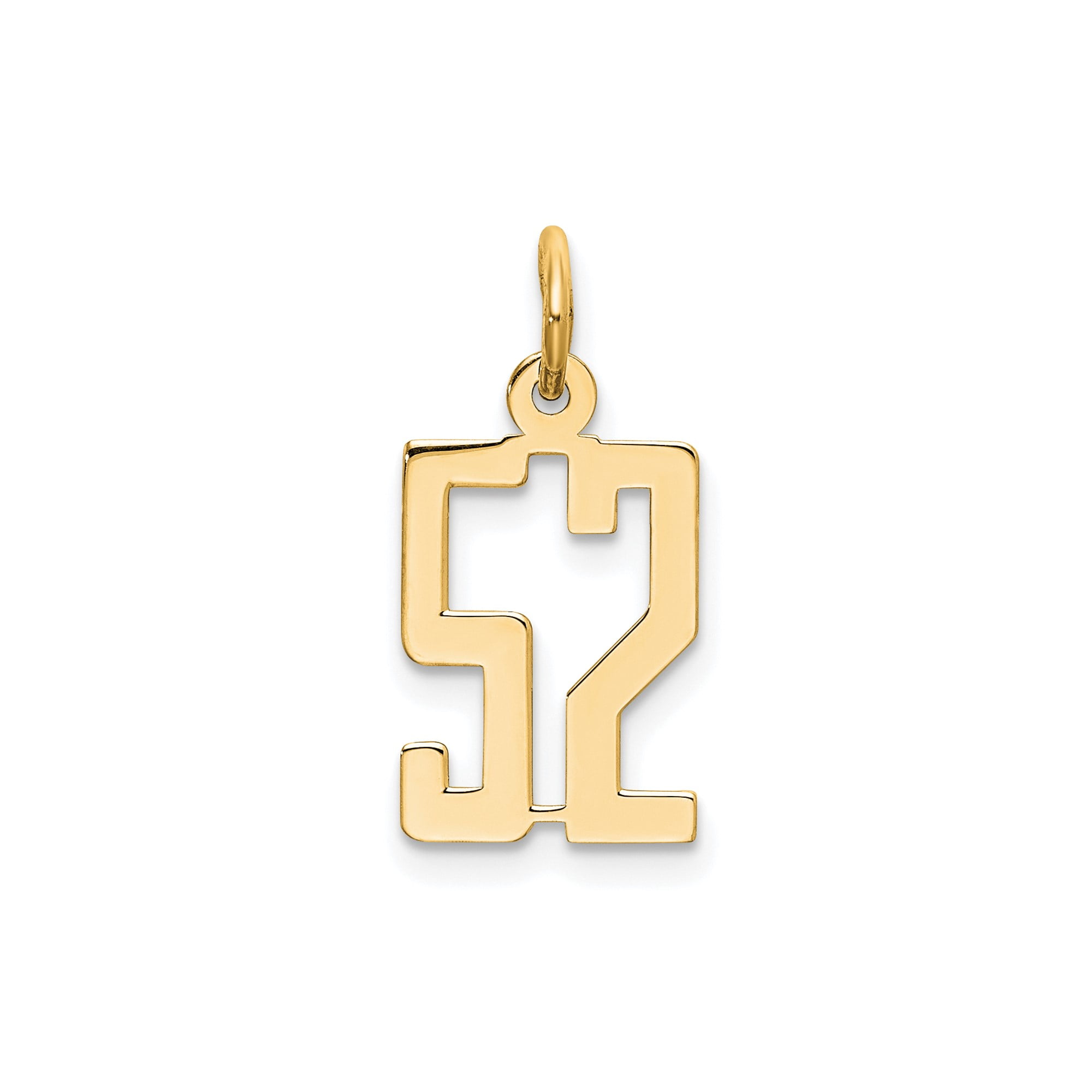 14k Yellow Gold Number 52 Pendant for Men or Unisex, Modern Minimalist ...