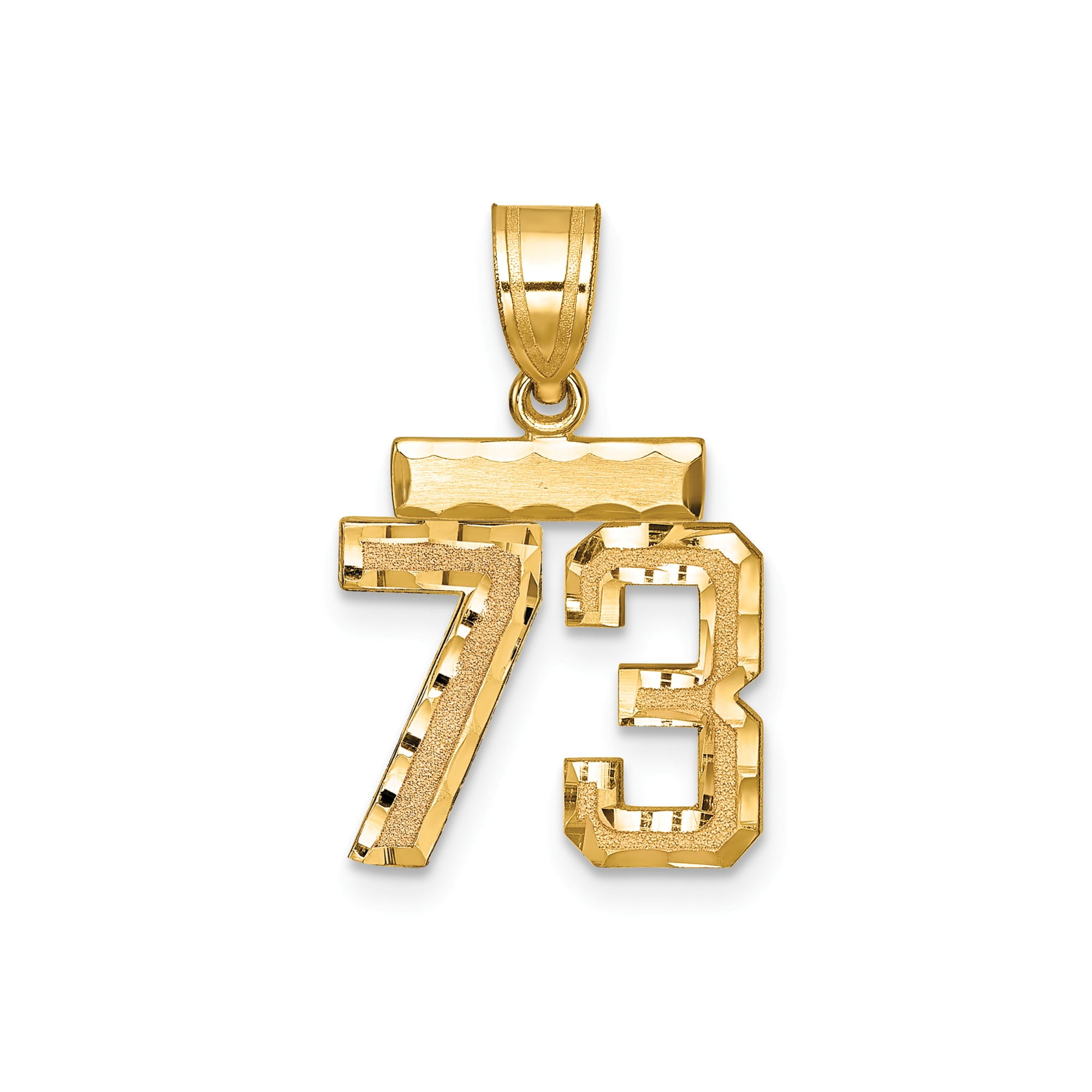 14k Yellow Gold Number 73 Pendant for Men or Unisex, Textured High ...