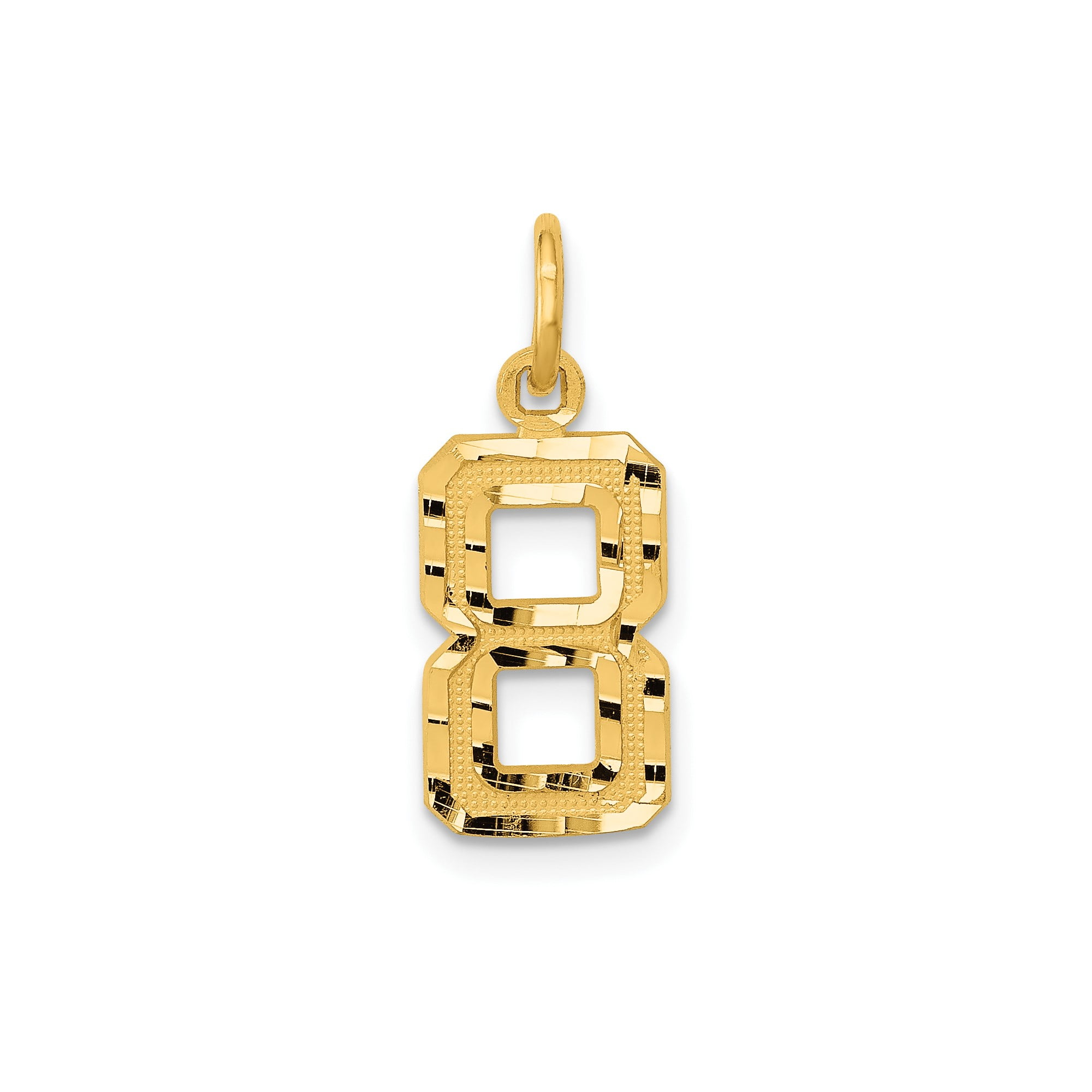 14k Yellow Gold Number 8 Pendant Charm with Diamond Cut Finish, Unisex ...