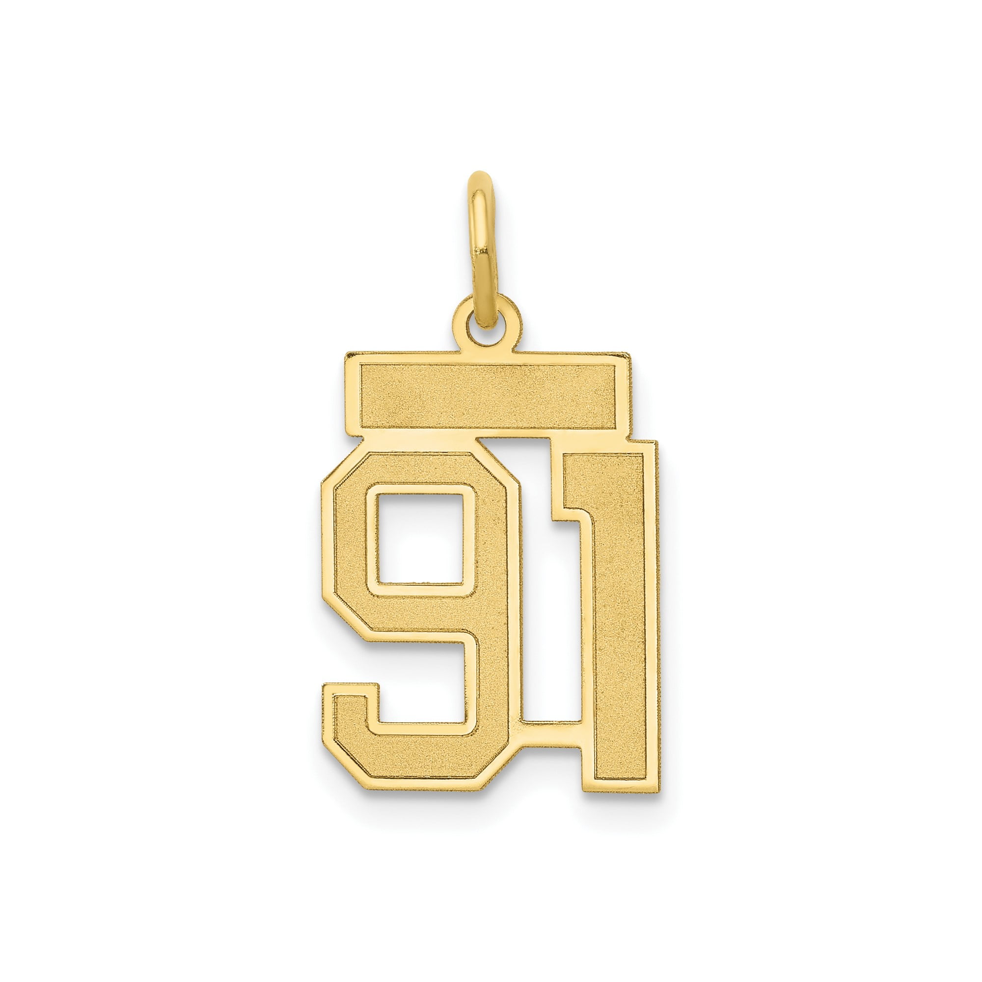 14k Yellow Gold Number 91 Pendant for Men and Women, Block Font Charm ...