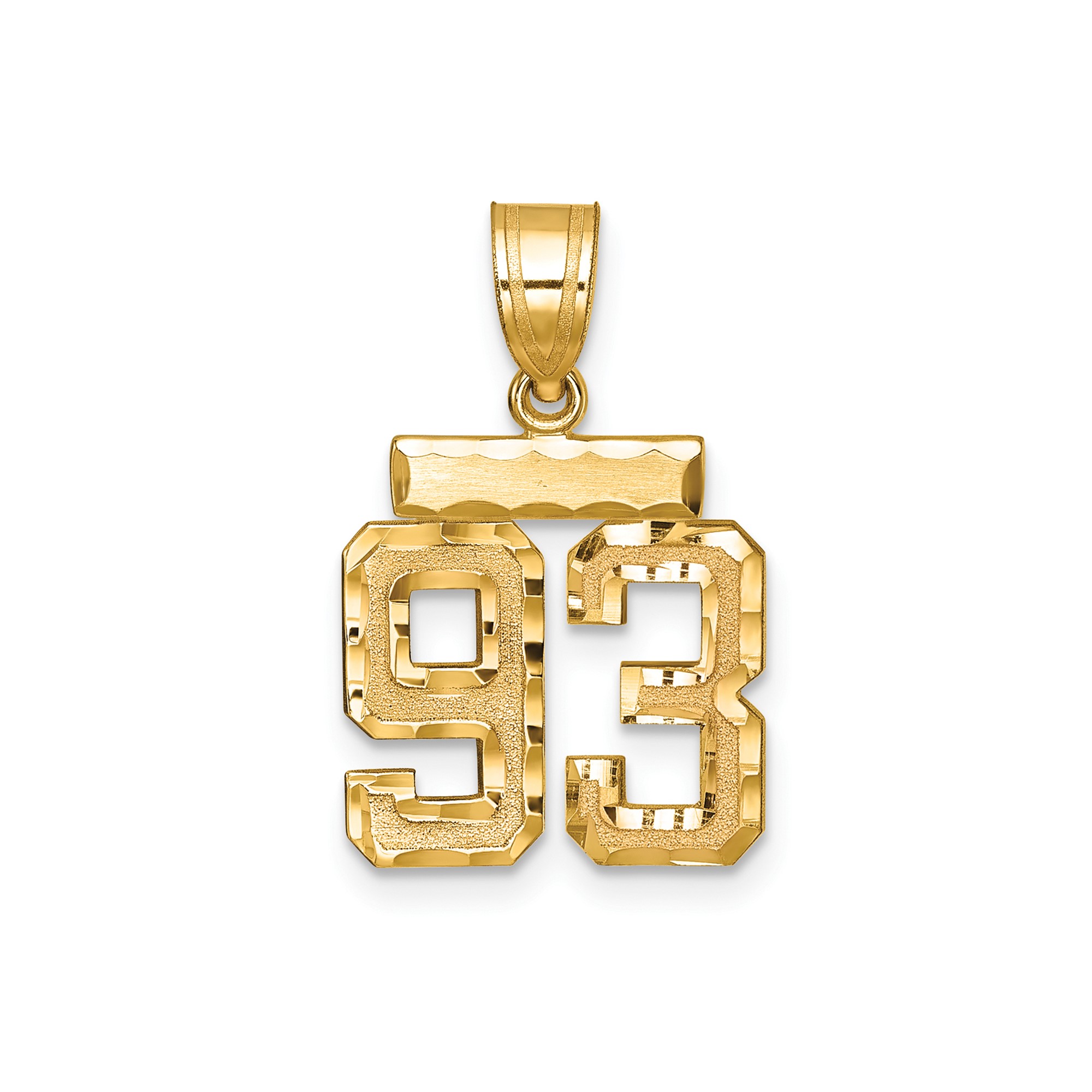 14k Yellow Gold Number 93 Pendant for Men and Women, Polished and ...
