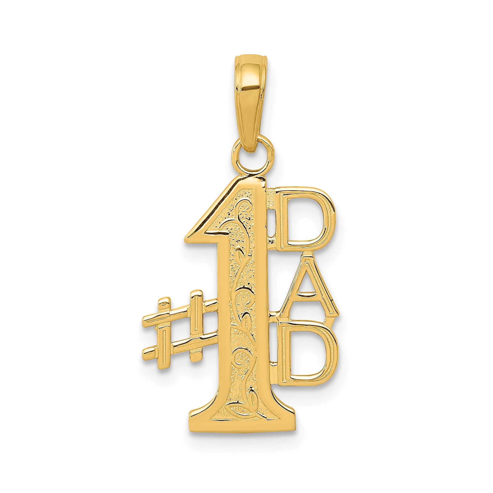 14k Yellow Gold Number One Dad Pendant for Men with Detailing ...