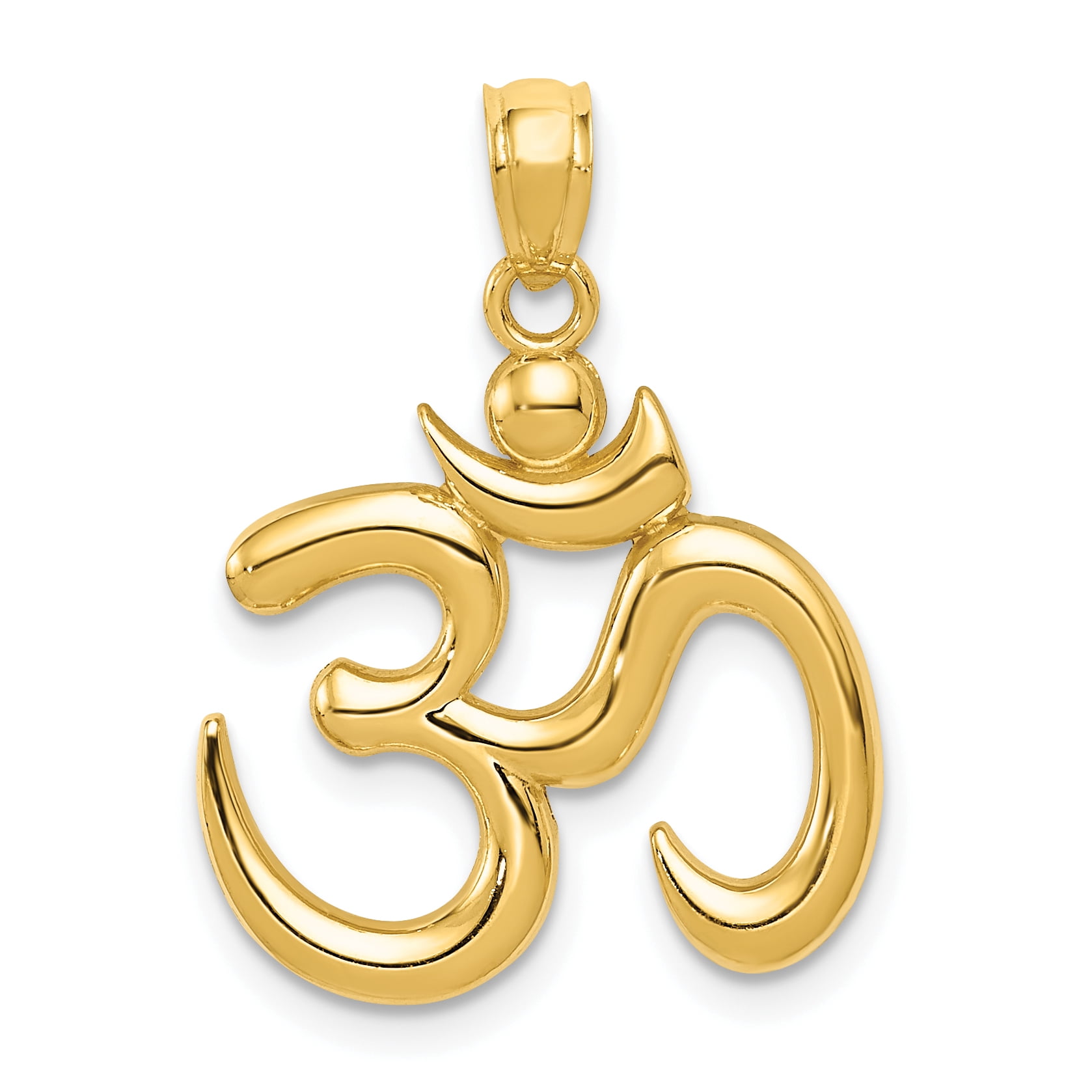 14k Yellow Gold Om Symbol Pendant Charm Necklace Sport Yoga Religious ...