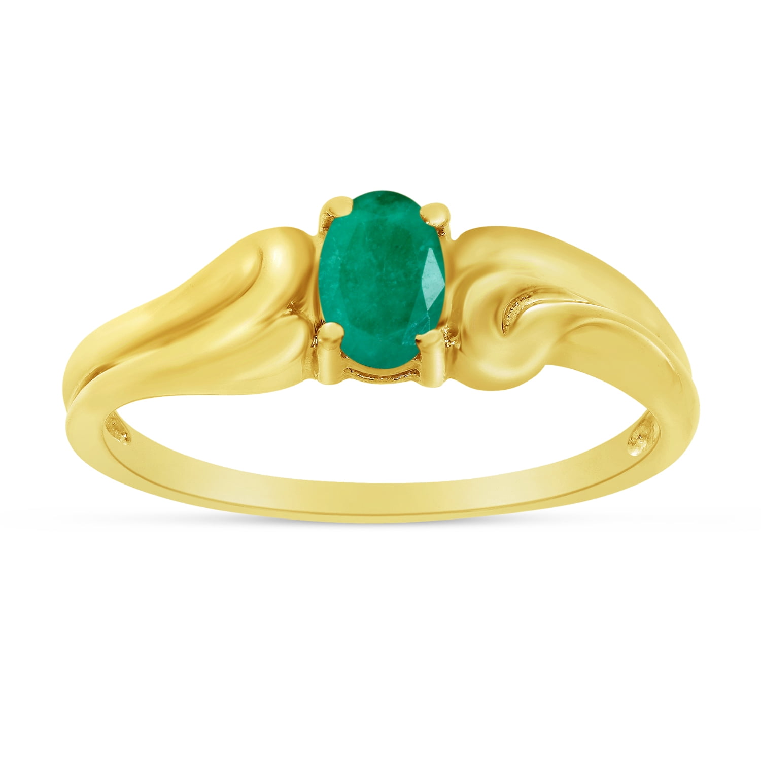 14k Yellow Gold Oval Emerald Ring - Walmart.com
