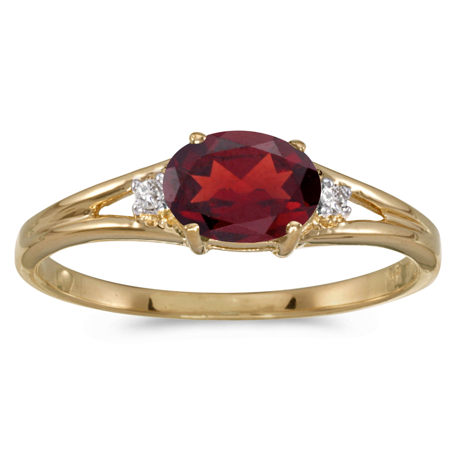14k Yellow Gold Oval Garnet And Diamond Ring - Walmart.com