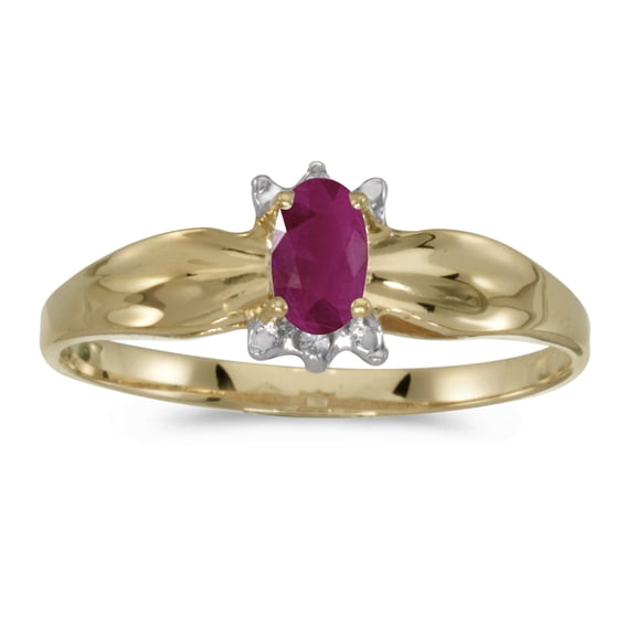 10k Yellow Gold Oval Sapphire And Diamond Ring - Walmart.com