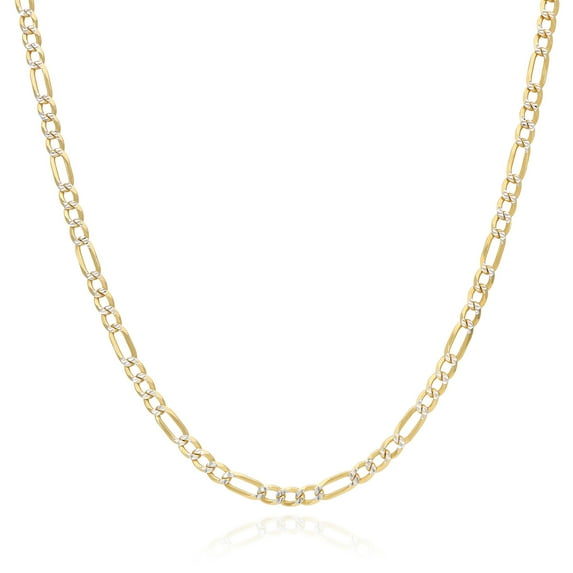 14k Yellow Gold Over 925 Silver 2.7mm Diamond-Cut Figaro Chain Necklace ...