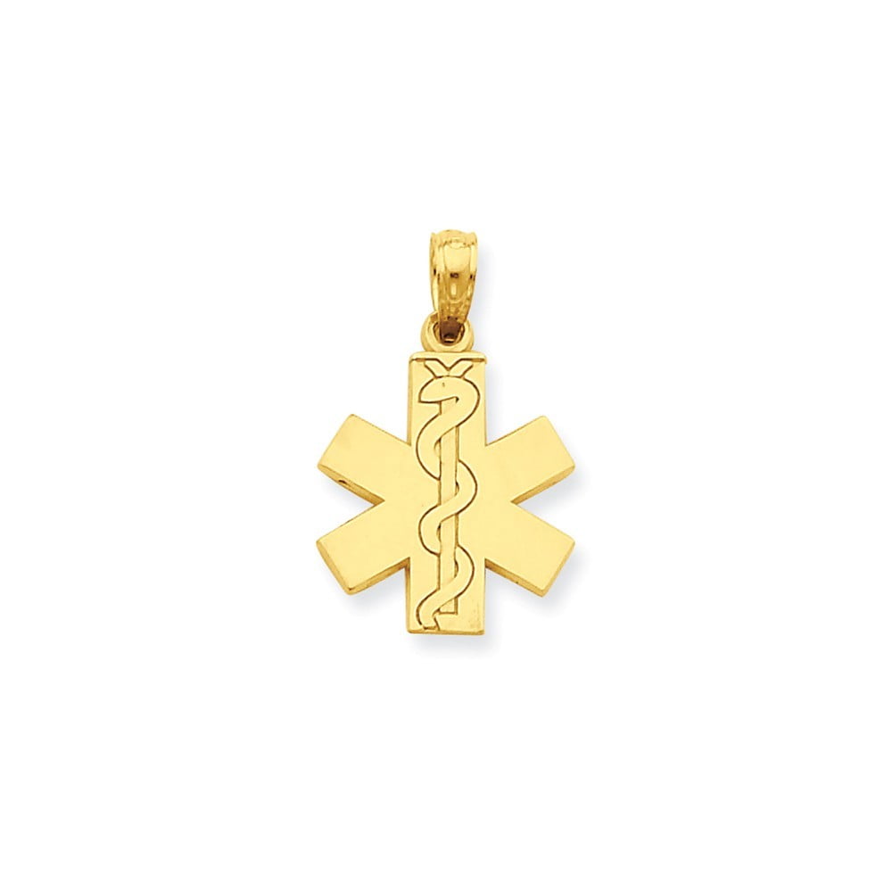 14k Yellow Gold Paramedic Emt Symbol Pendant - 1.3 Grams - Measures ...