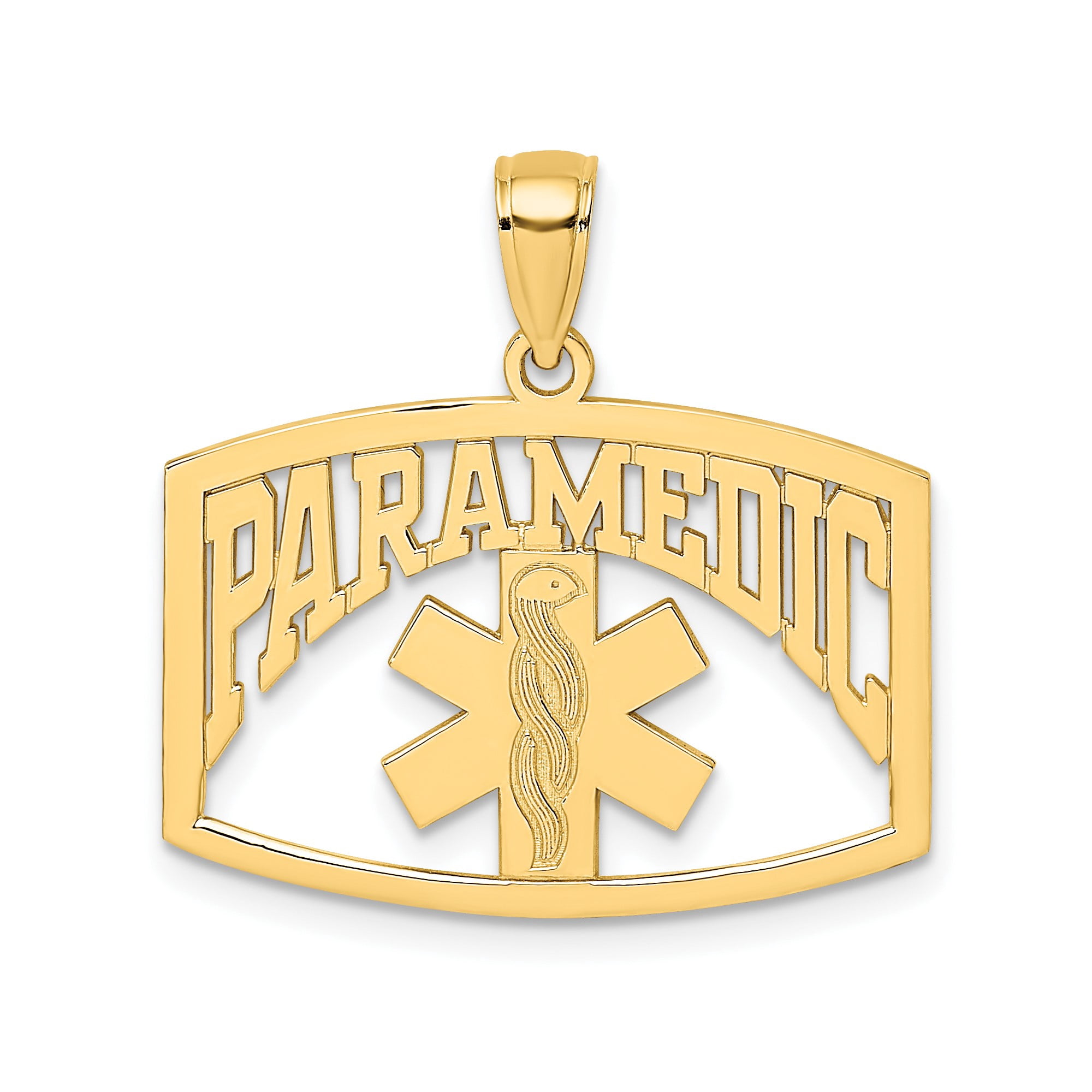 14k Yellow Gold Paramedic Pendant for Men and Women, Star of Life with ...