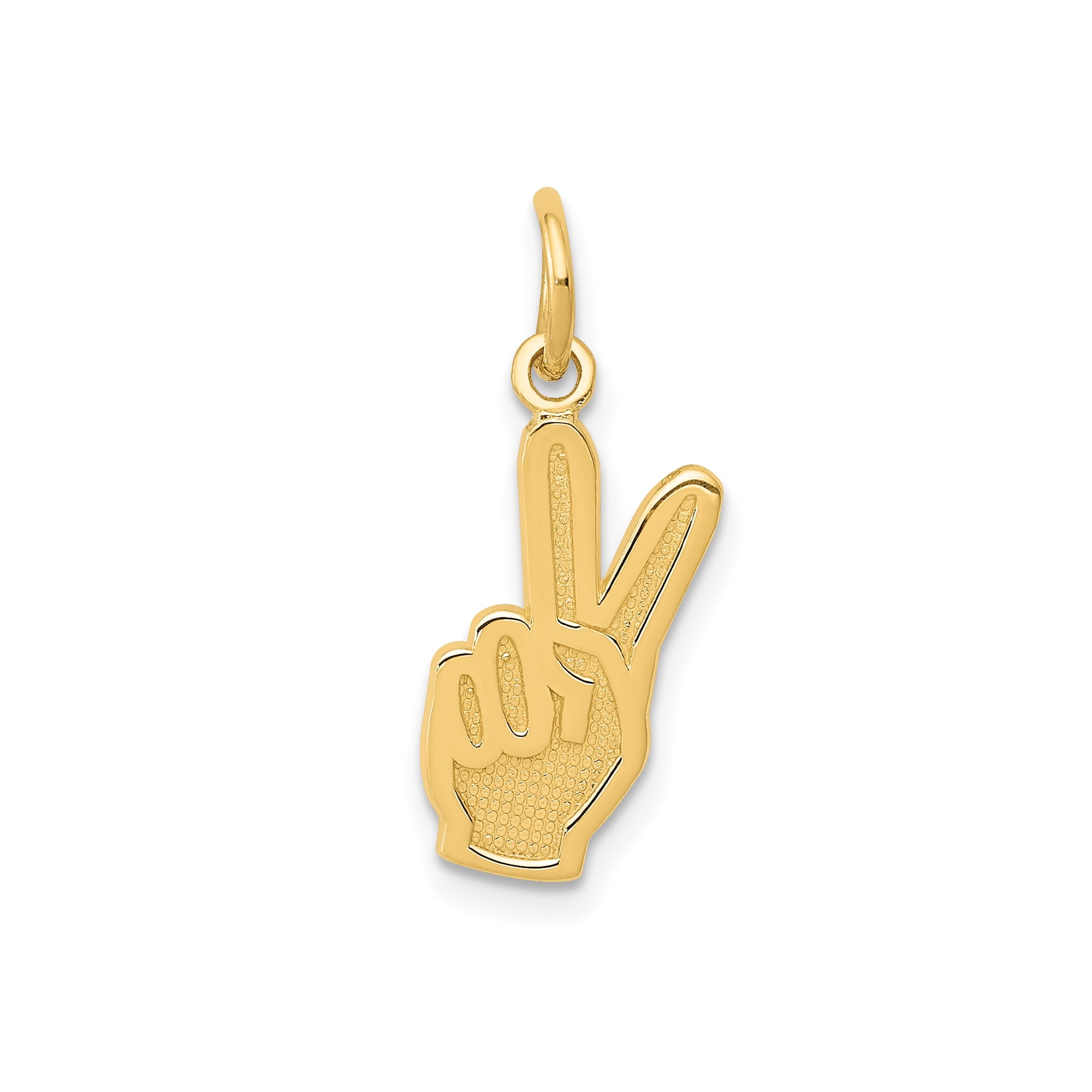 14k Yellow Gold Peace Hand Pendant Charm for Women or Unisex with ...