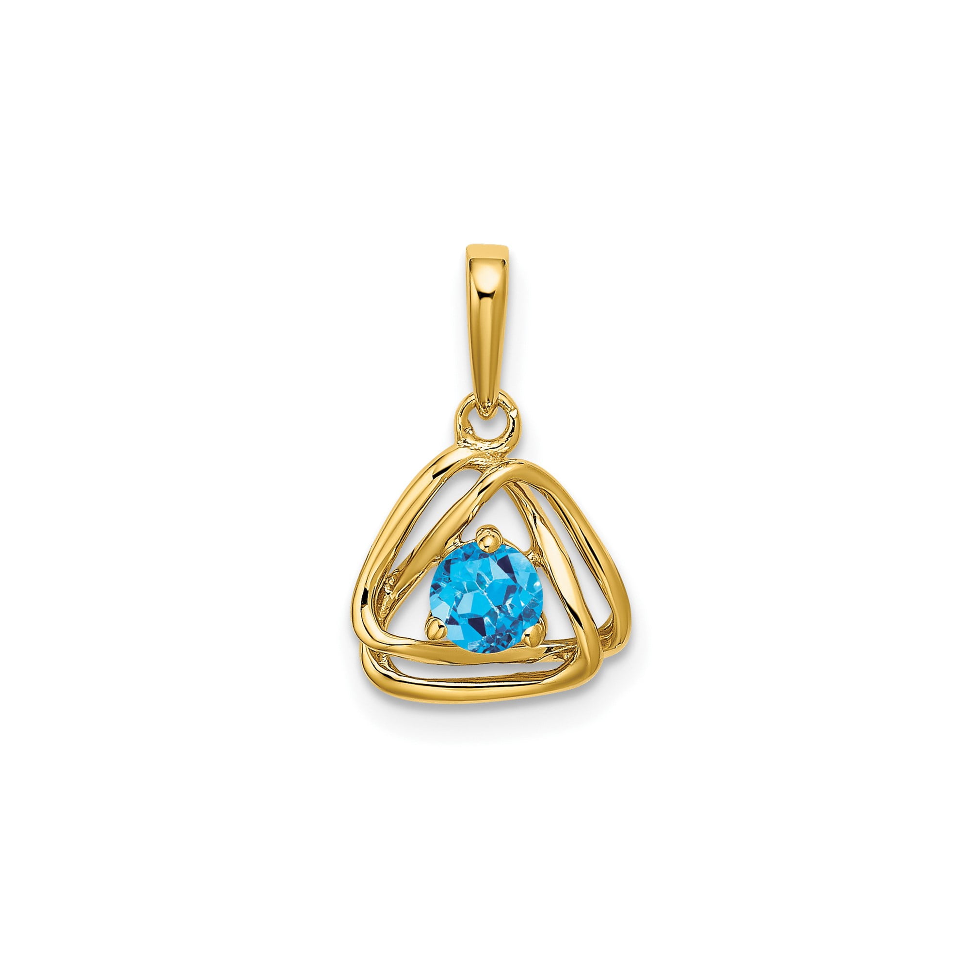 14k Yellow Gold Pendant Necklace for Women with Blue Gemstone, Open ...
