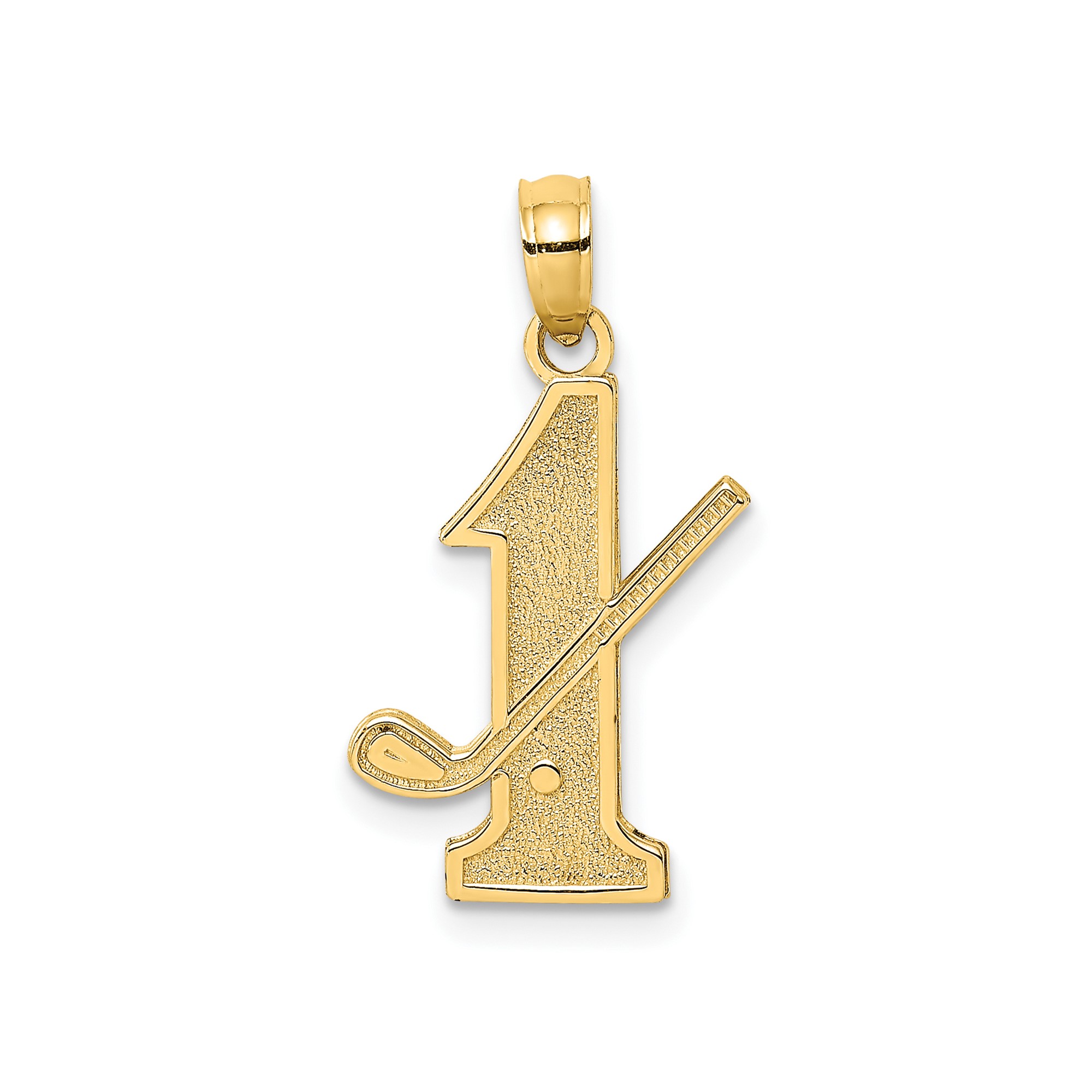 14k Yellow Gold Pendant for Men or Unisex with Textured Number 1 and ...