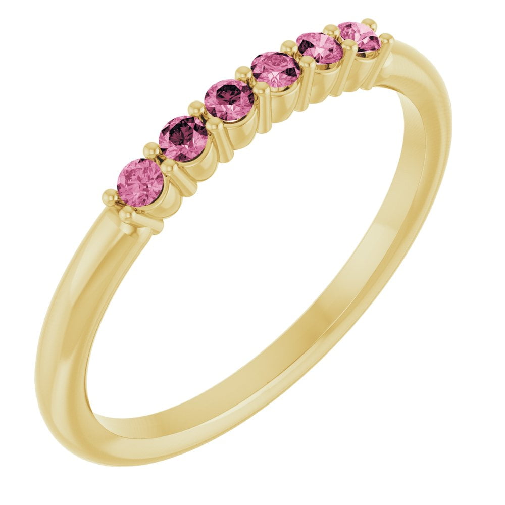 14k Yellow Gold Pink Tourmaline Stackable Fashion Ring Fine Jewelry For Women Gifts For Her ...