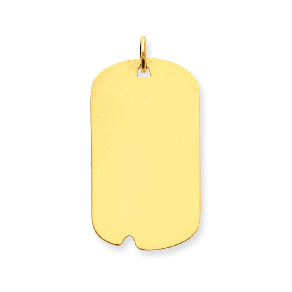 14k Yellow Gold Plain .011 Gauge Engraveable Dog Tag w/Notch Disc Charm ...