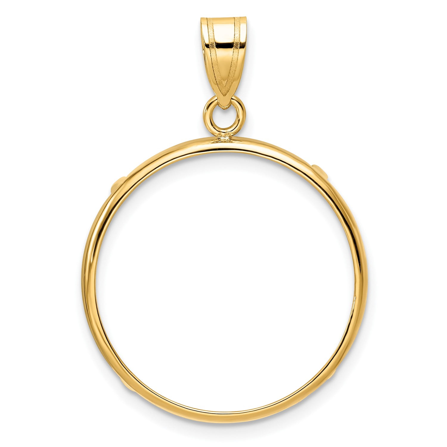 14k Yellow Gold Plain Edge Prong Setting Coin Bezel Pendant Mounting ...