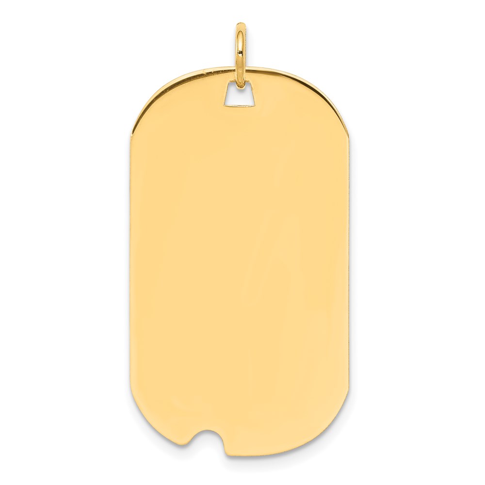 14k Yellow Gold Plain Engraveable Dog Tag with Notch Disc Charm Pendant ...