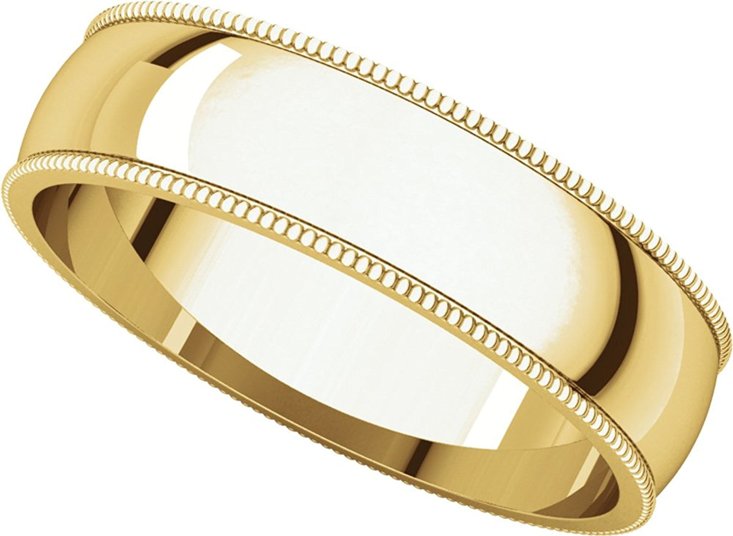 14k Yellow Gold Plain Milgrain Wedding Band Ring Solid Polished Finish ...