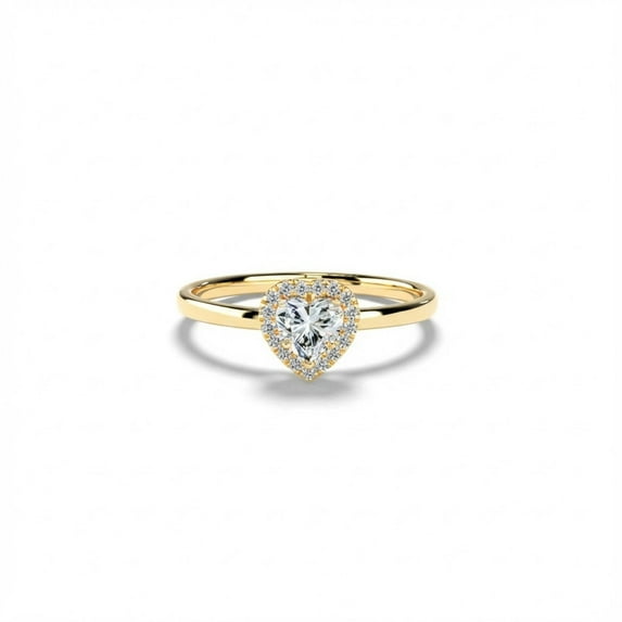 14k Yellow Gold Plated 1.00 CT Heart Shape Moissanite Halo Engagement ...
