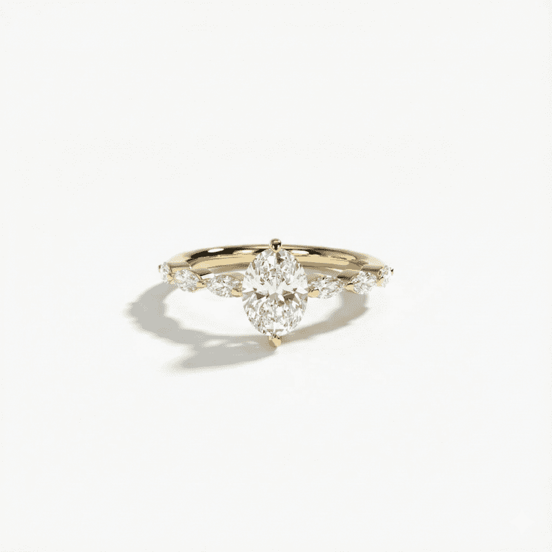 14k Yellow Gold Plated 1.5 CT Oval Moissanite Engagement Ring with ...