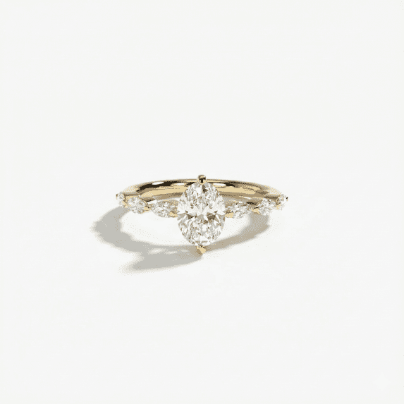 14k Yellow Gold Plated 1.5 CT Oval Moissanite Engagement Ring with ...