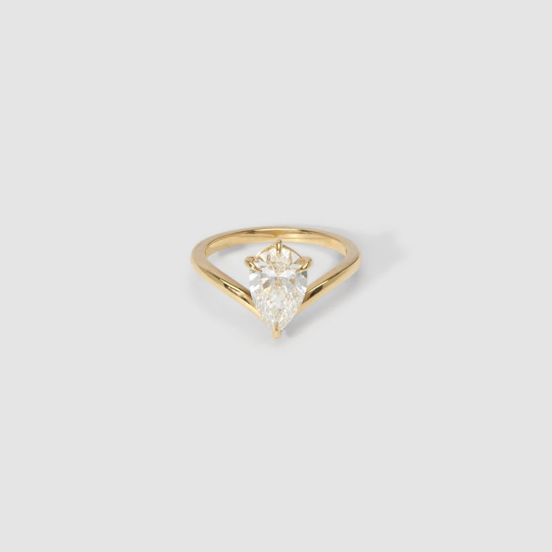 14k Yellow Gold Plated 1.5 CT Pear Cut Moissanite Engagement Ring V ...