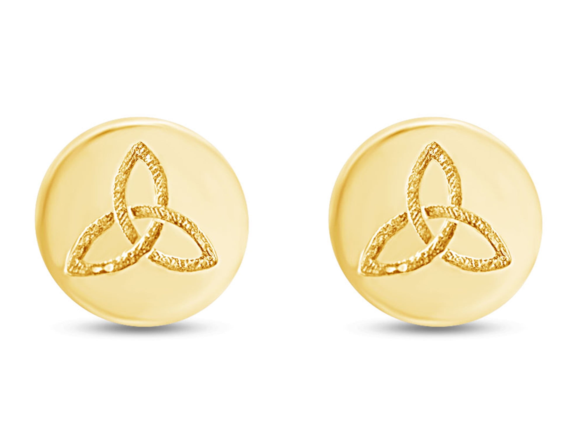 14k Yellow Gold Plated 925 Sterling Silver Celtic Trinity Knot Disc ...