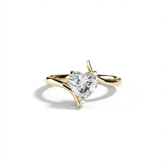 14k Yellow Gold Plated Moissanite 1.5 CT Heart Engagement Ring ...