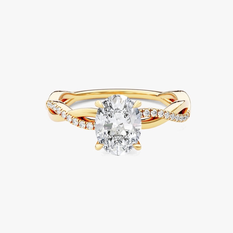 14k Yellow Gold Plated Moissanite Oval Cut Gemstone Engagement Ring 925 ...