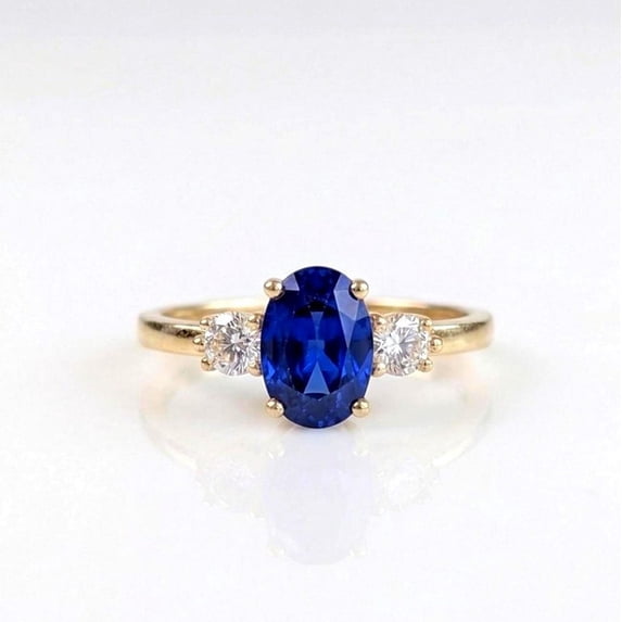 14k Yellow Gold Plated Sapphire Oval Cut Gemstone Engagement Ring 925 ...