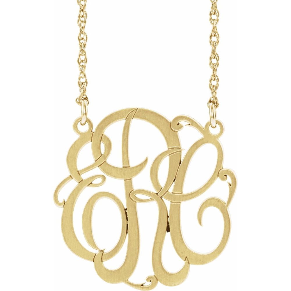 14k Yellow Gold Plated Sterling Silver 3-Letter Script Monogram ...