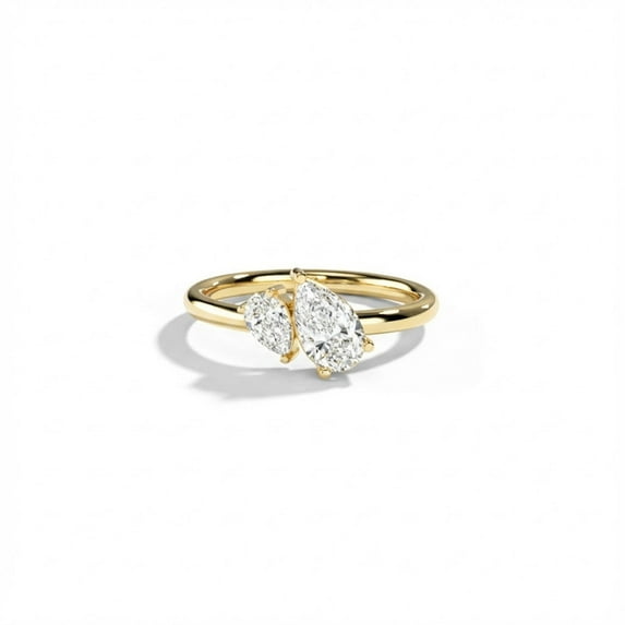 14k Yellow Gold Plated Toi et Moi Moissanite Ring for Women Pear and ...