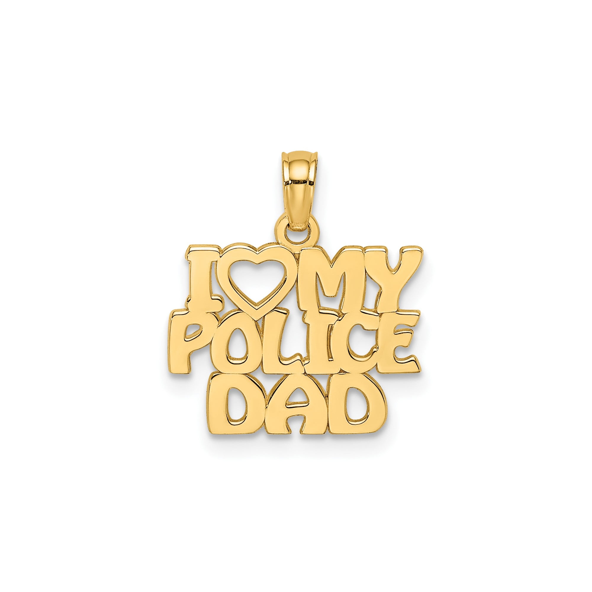 14k Yellow Gold Police Dad Pendant for Women, Law Enforcement Tribute ...