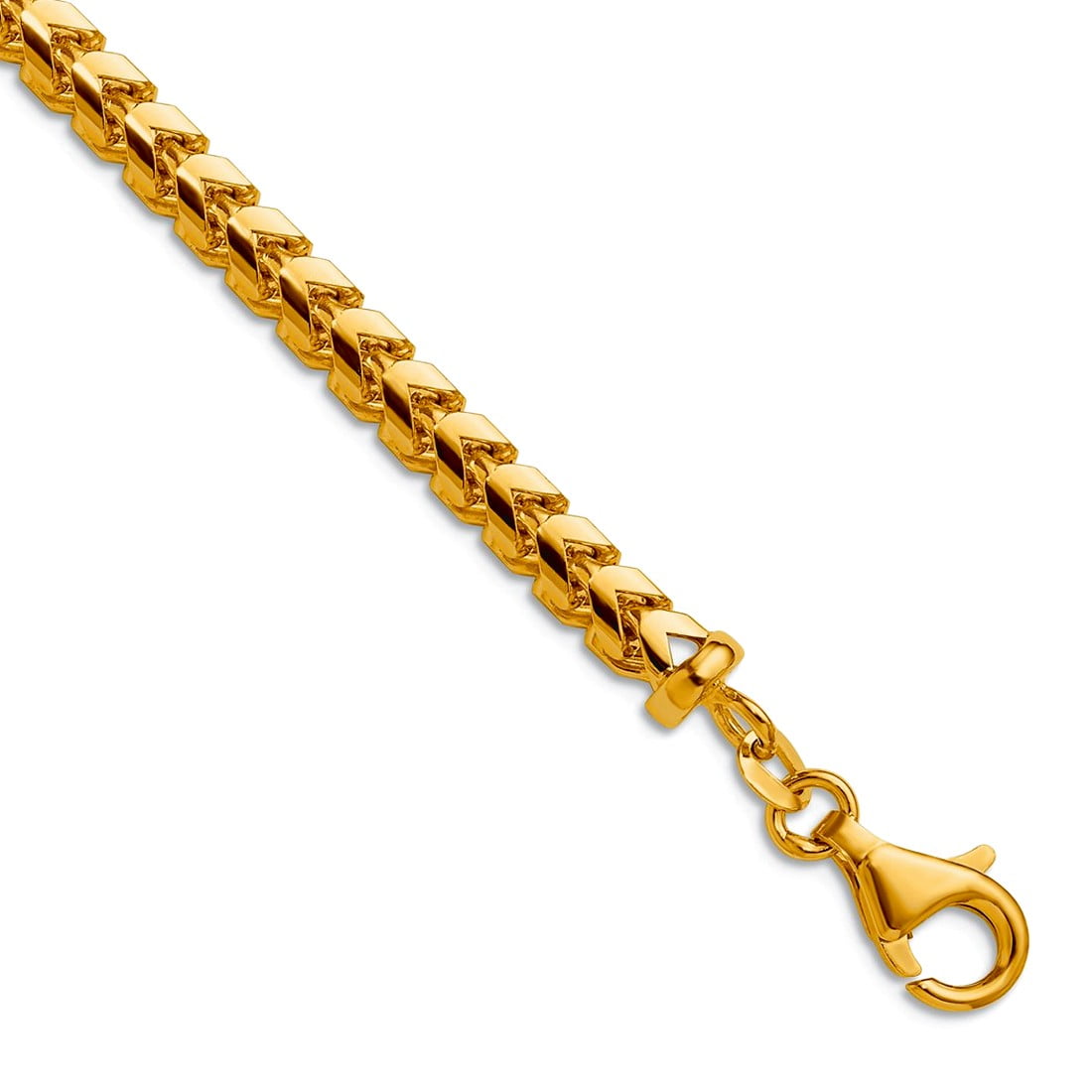 14k Yellow Gold Polished 4.25mm Solid Franco Chain Necklace 22 Inch ...