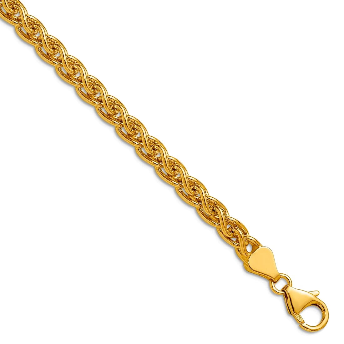 14k Yellow Gold Polished 5.15mm Solid Spiga Chain Bracelet 8 Inch Link ...