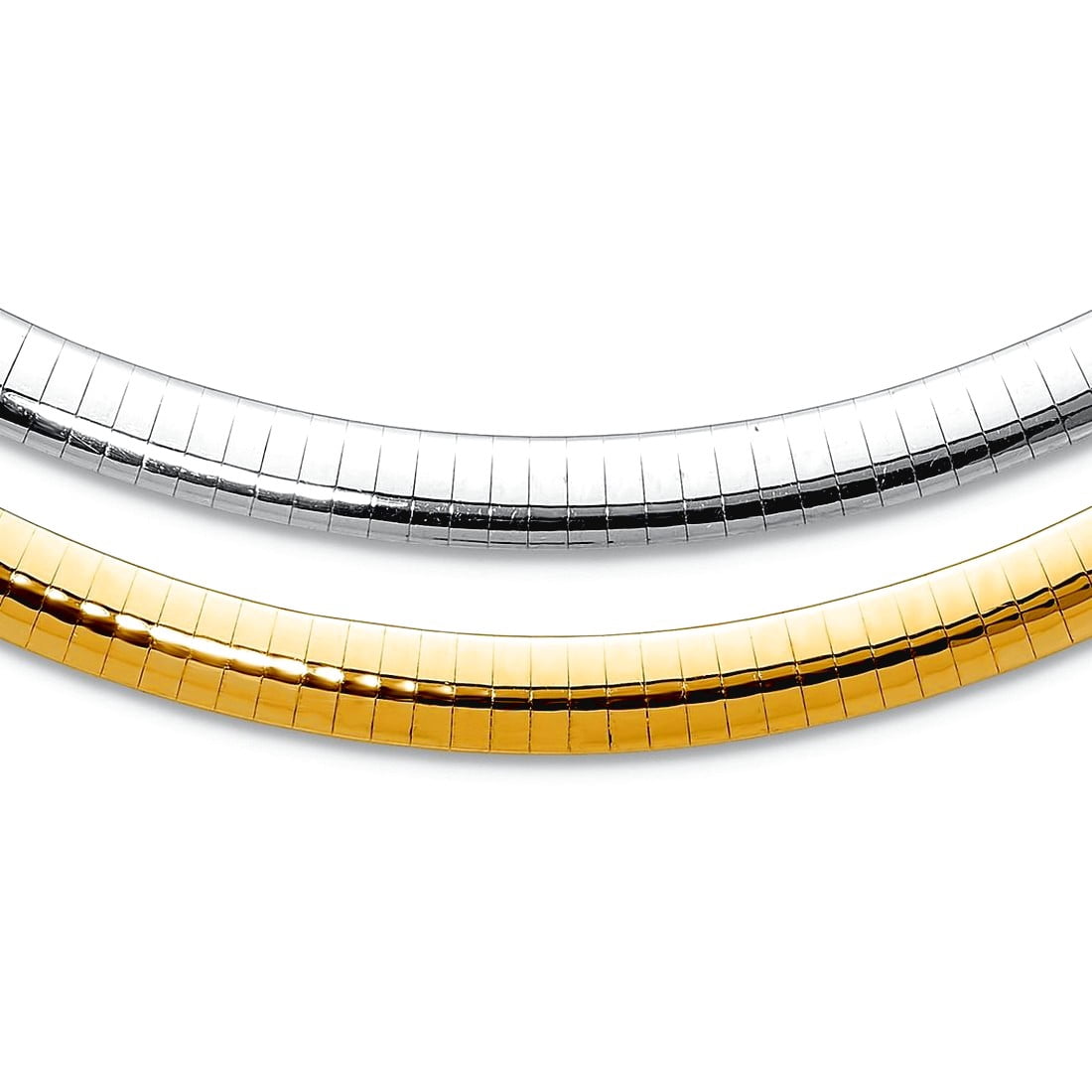 14k Yellow Gold Polished 6mm Reversible White Yellow Domed Omega ...
