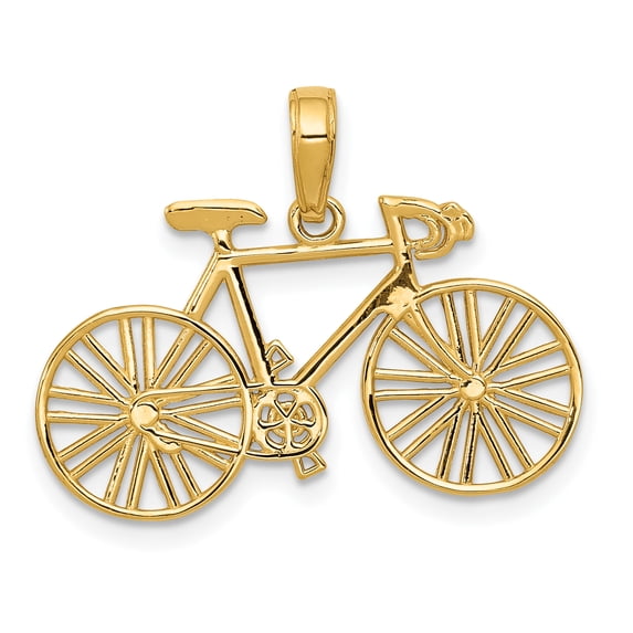 14k Yellow Gold Polished Bicycle Charm Pendant - Walmart.com