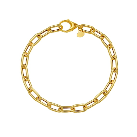 14k Yellow Gold Polished Charm Lock Paperclip Link Chain Necklace With ...
